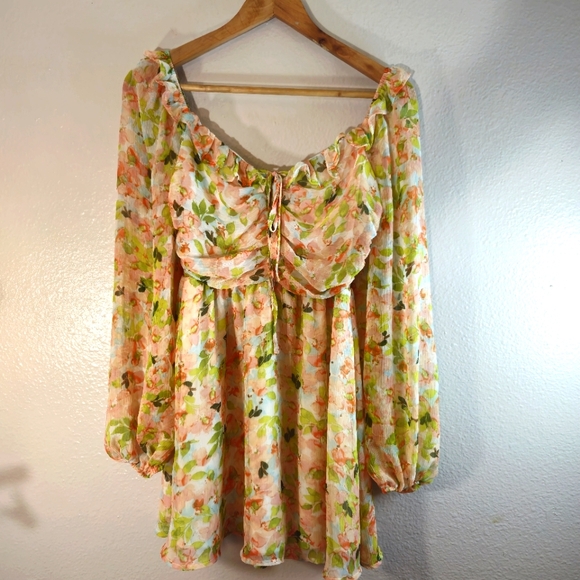 privy | Dresses | Privy Floral Chiffon Ruffle Dress | Poshmark